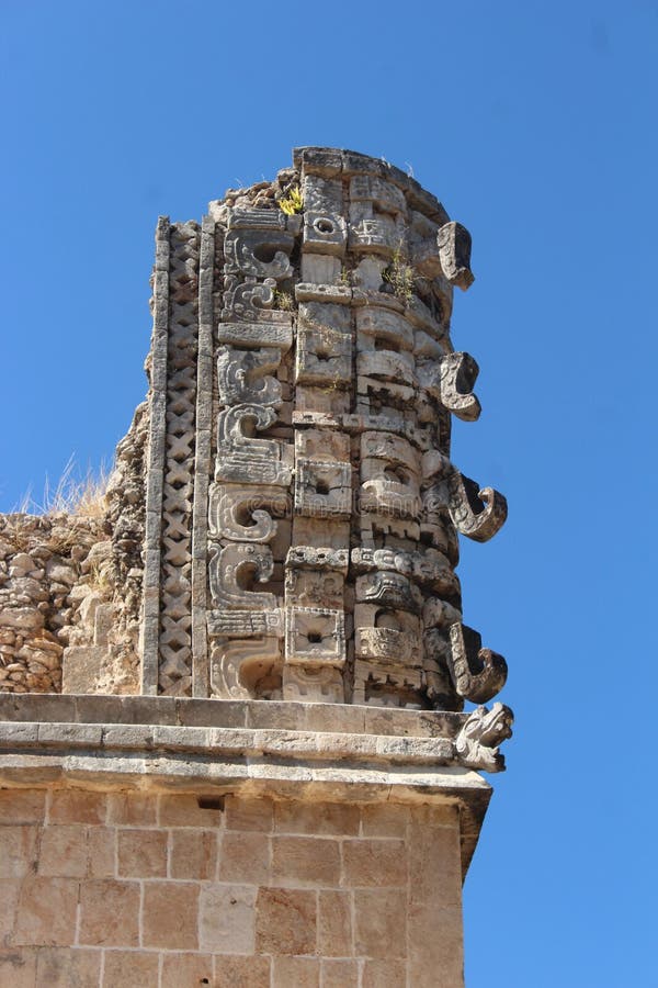 The Chaac Relief at Uxma Mayan Ruins Mexico Stock Image - Image of ...