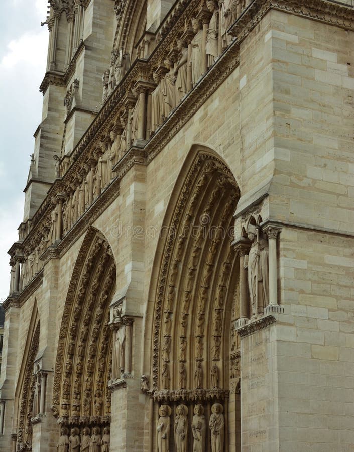 Side Shot of the Notre Dame Cathedral of Paris Tower Under Blue Sky ...