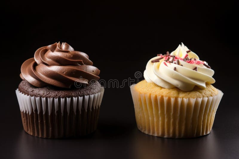 Side-by-side Comparison of Classic and Gourmet Cupcakes, Showcasing the ... Side-by-side Comparison of Classic and Gourmet Cupcakes, Showcasing the ...