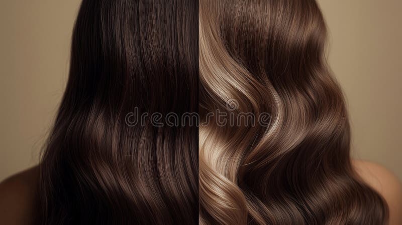 Comparison of Dark and Light Wavy Hair Colors in a Studio Setting Stock ...