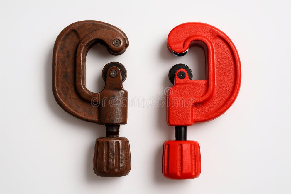 Side-by-side Comparison of an Old, Rusty Pipe Cutter and a New Stock ...