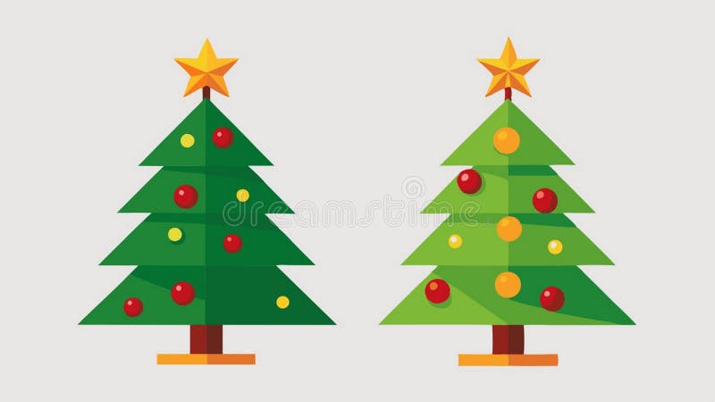 A Side-by-side Comparison of Two Christmas Trees. the Left Tree Stock ...