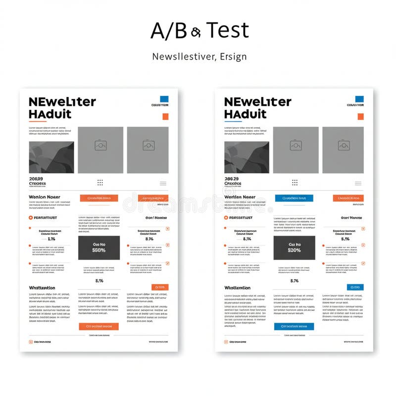 Side-by-side Comparison of Two Newsletter Design Variations, Labeled "a ...