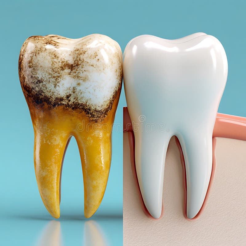 A Side-by-side Comparison of Two Teeth. the Tooth on the Left is ...