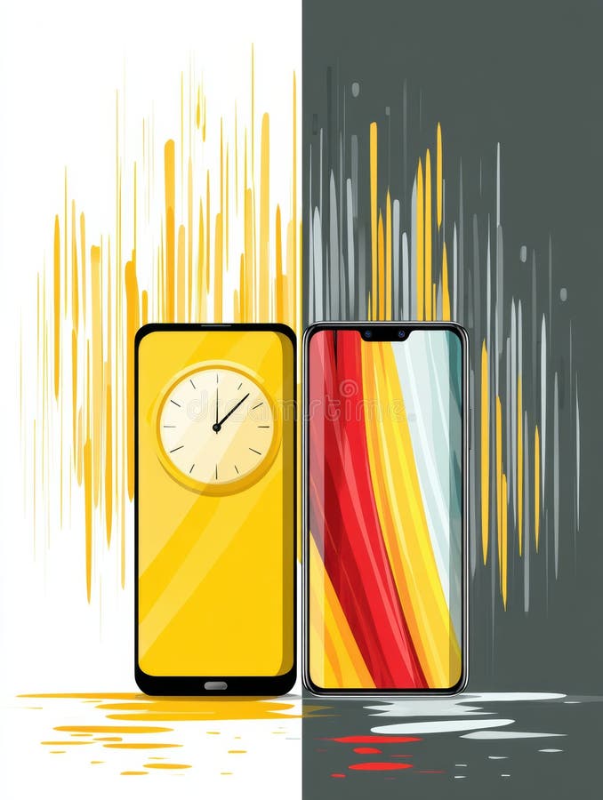 Old Versus New Smartphone Comparison Illustrating Technological ...