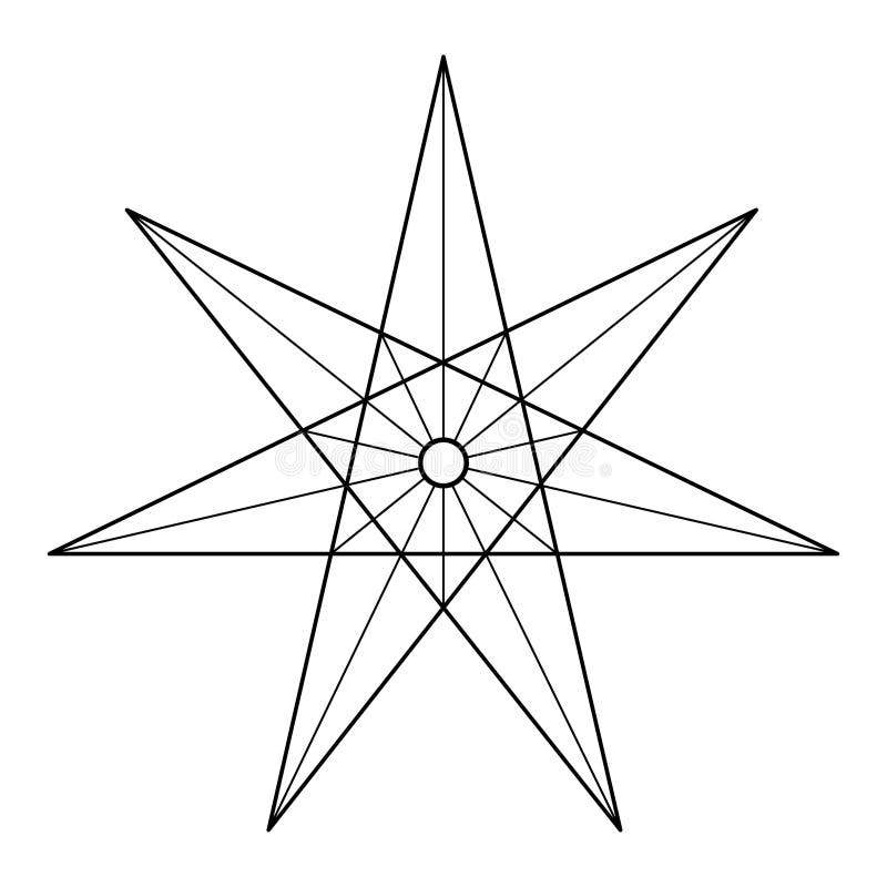 7 Side Star Sacred Geometry Vector Design Elements. Stock Vector ...
