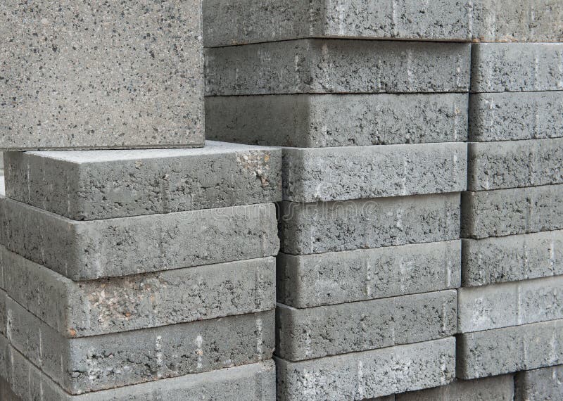 Gray Square Pavement Bricks in a Stockpile Stock Photo - Image of ...