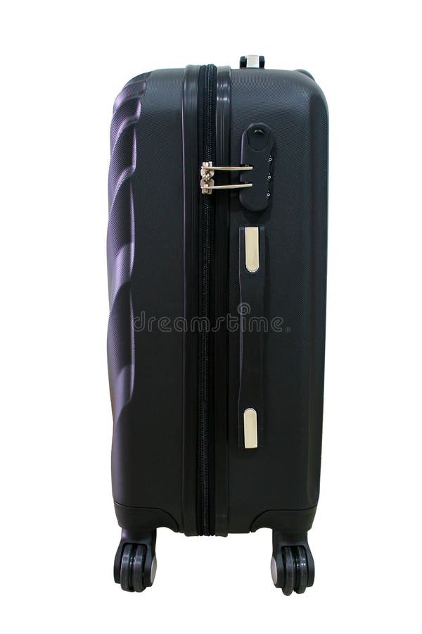 Side View of Silver Travel Suitcase Stock Photo - Image of handle ...