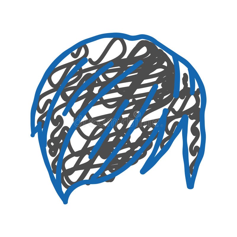 Side Swept Bangs Emo Icon Doodle Illustration Stock Vector ...