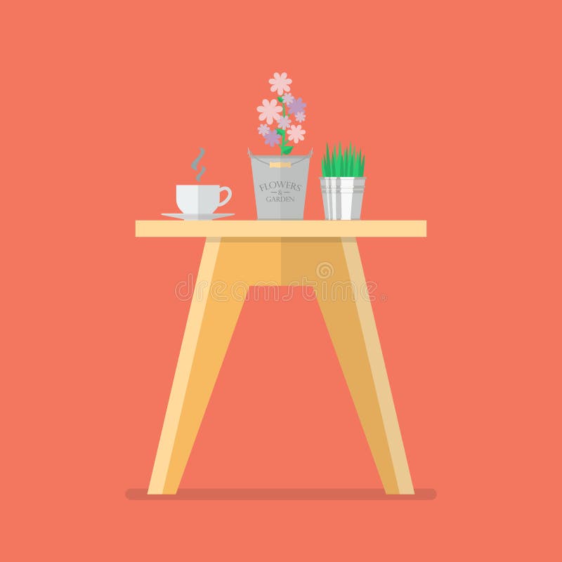 Side table in flat style stock vector. Illustration of side - 67273820