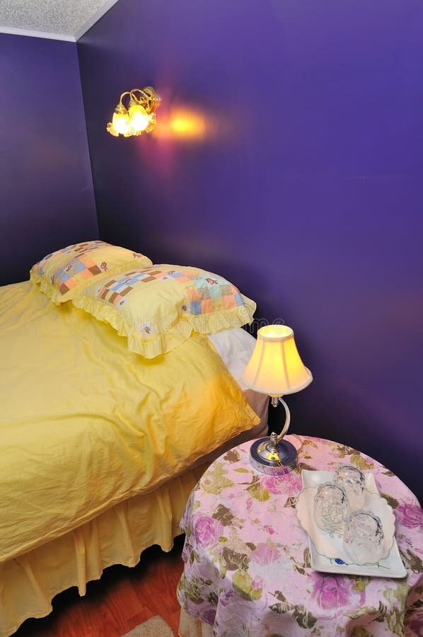 Side Table beside Hotel Bed Stock Photo - Image of side, comfortable ...