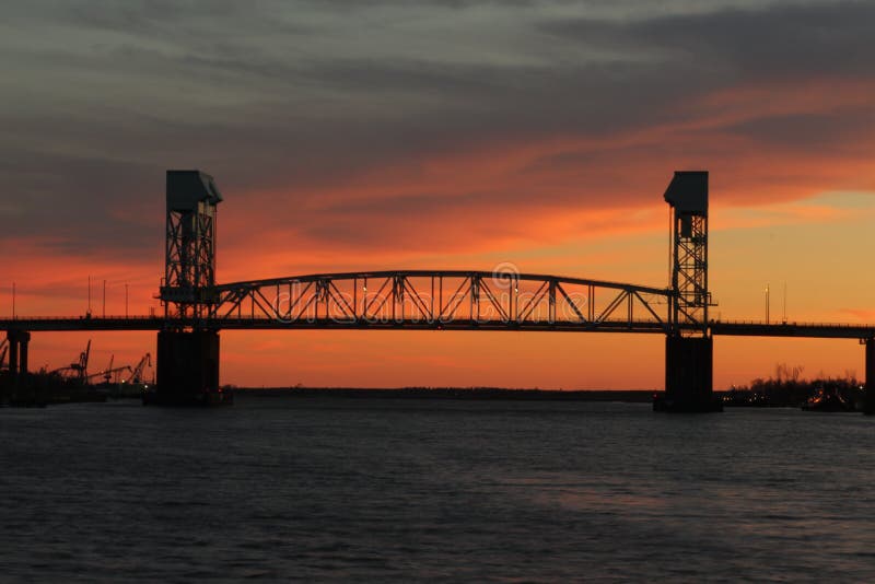 Cape Fear Mechanical Bridge at Dusk Editorial Photo - Image of fear ...