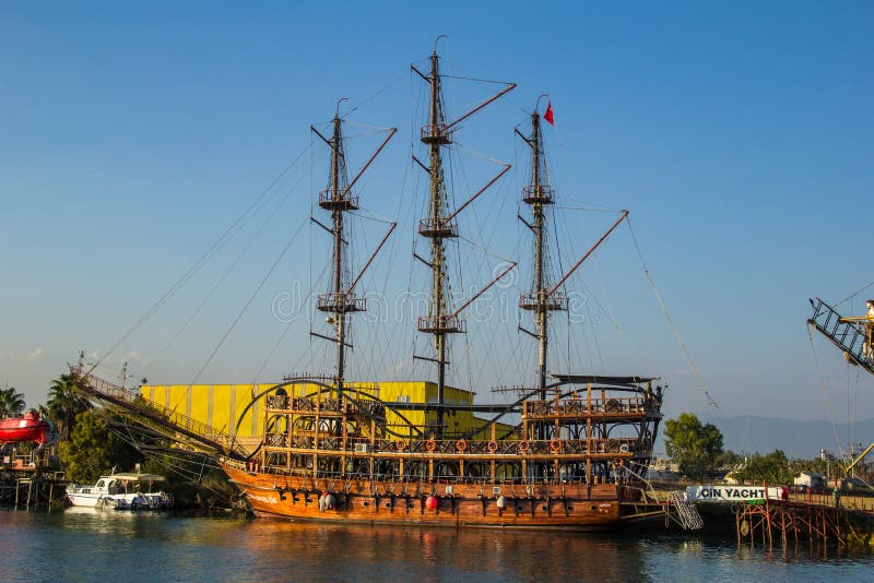 SIDE, TURKEY - AUGUST 15, 2017: Tourist Ships on the Manavgat River in ...