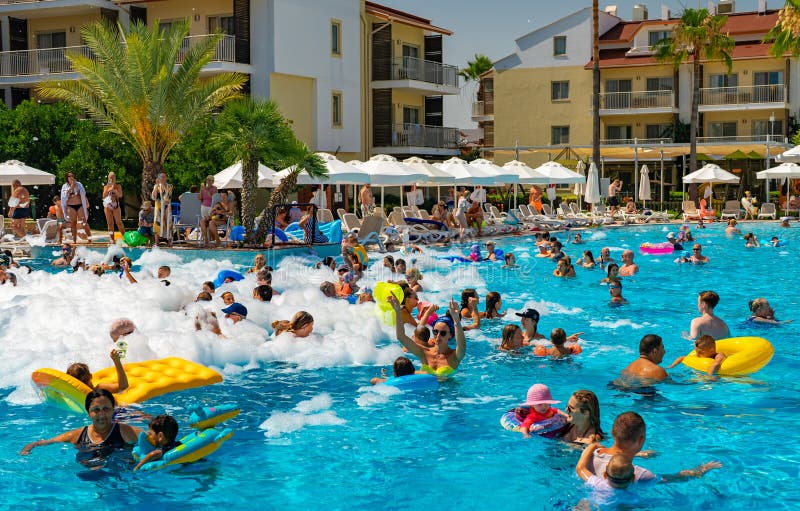 Foam party in the pool. editorial stock photo. Image of editorial ...