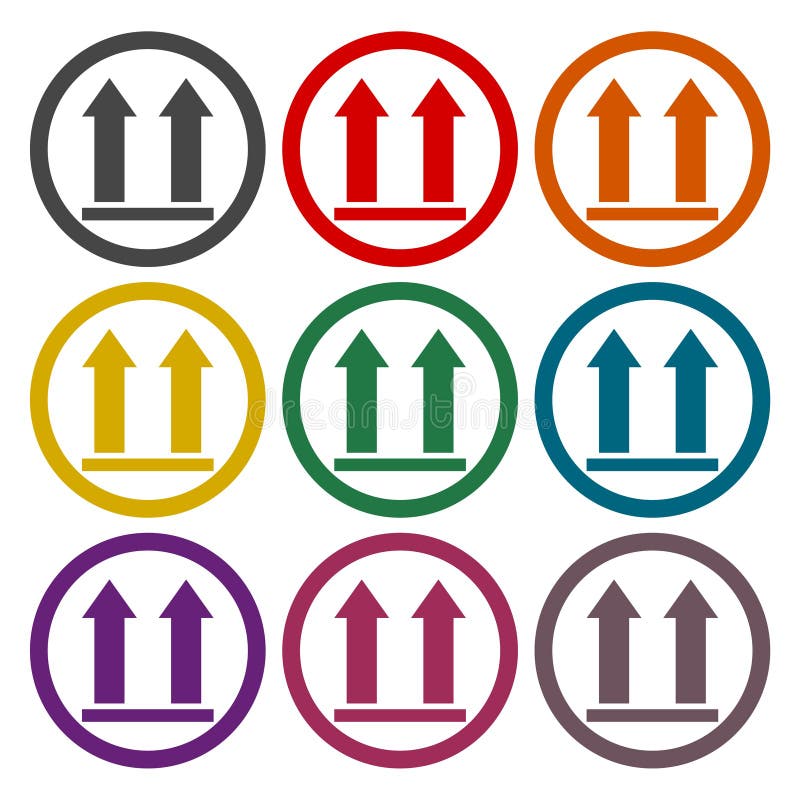 This Side Up Packaging Symbol Sticker Set Stock Vector - Illustration ...