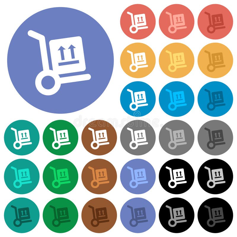 Side Up Parcel Delivery Solid Round Flat Multi Colored Icons Stock ...