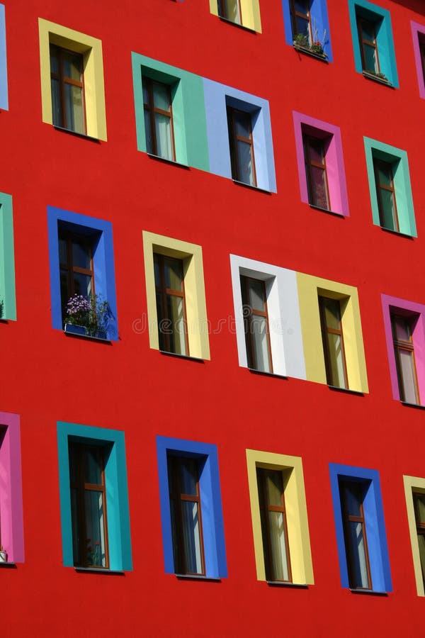 Background Walls of Bright Colored Buildings with Fire Escape / Bright ...