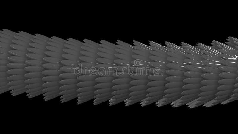 Side View of an Abstract Grey Snake Body Moving on Black Background ...