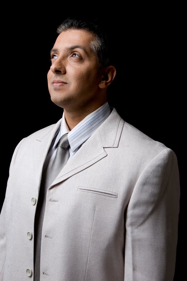 Side View of Adult Executive Looking Up Stock Image - Image of forties ...