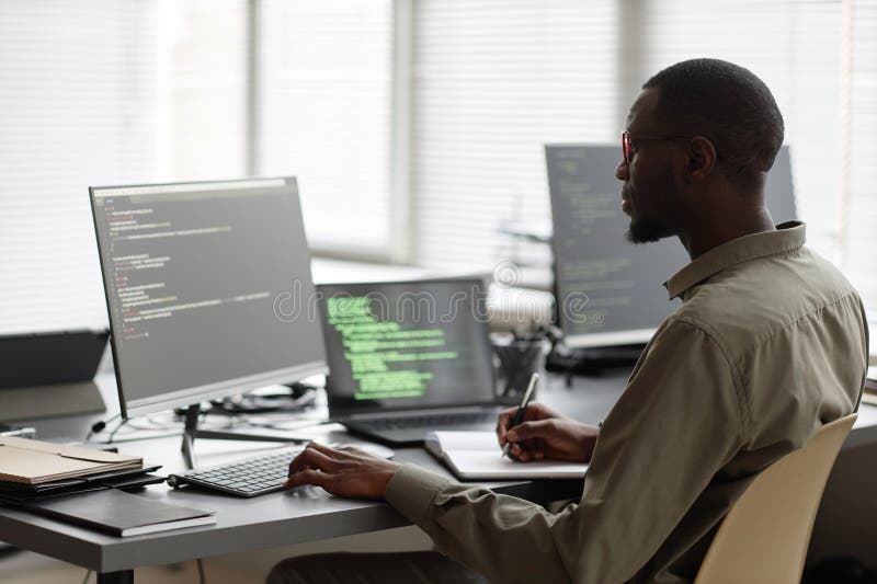 Data Scientist Coding in Office Stock Image - Image of data, keyboard ...