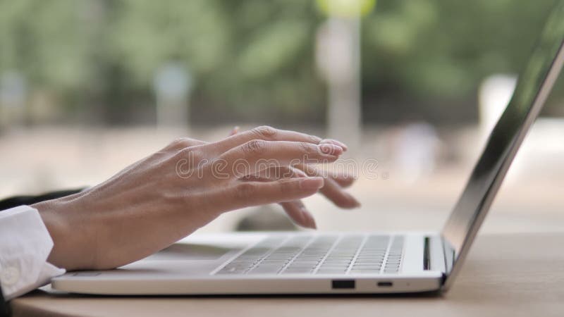 Side View of Hand Typing on Laptop Stock Video - Video of research ...