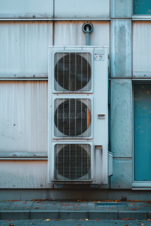 Side View of Air Conditioning Units on a Building. Suitable for HVAC or ...