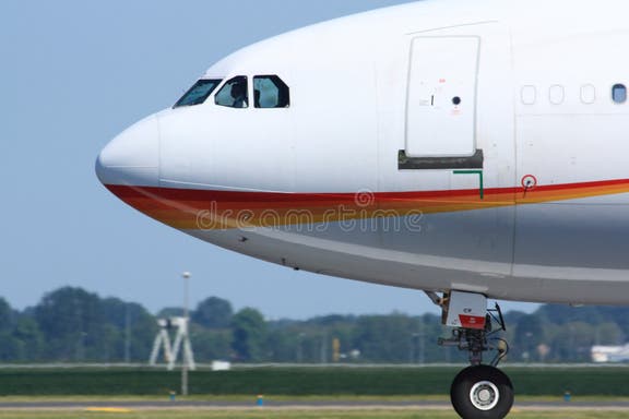 Side View of Airliner Cockpit Editorial Stock Photo - Image of nose ...
