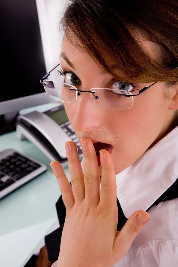 Side View of Amazed Female Executive Stock Photo - Image of corporate ...