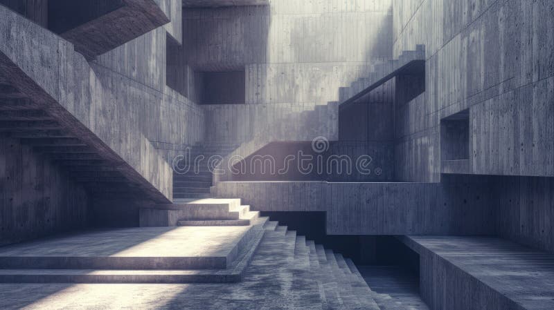 Side View Architecture of Concrete or Bare Mortar Staircase at Building ...