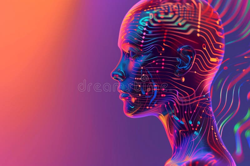 Side View of an Artificial Intelligence Robot, AI-generated. Stock ...