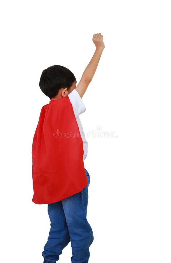 Side View Asian Kid in Hero Costumes Showing Superpowers Stock Image ...