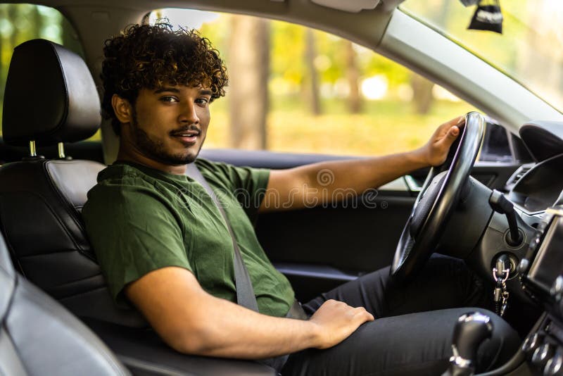 Side View of Asian Man Driving Car in the Street Stock Image - Image of ...