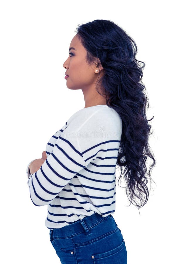 Side View of Asian Woman with Arms Crossed Stock Photo - Image of asian ...