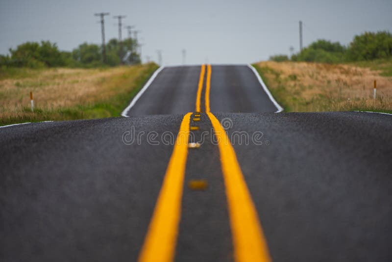 Side View Asphalt Road. Barren Scenery, Endless Straight. Stock Photo ...