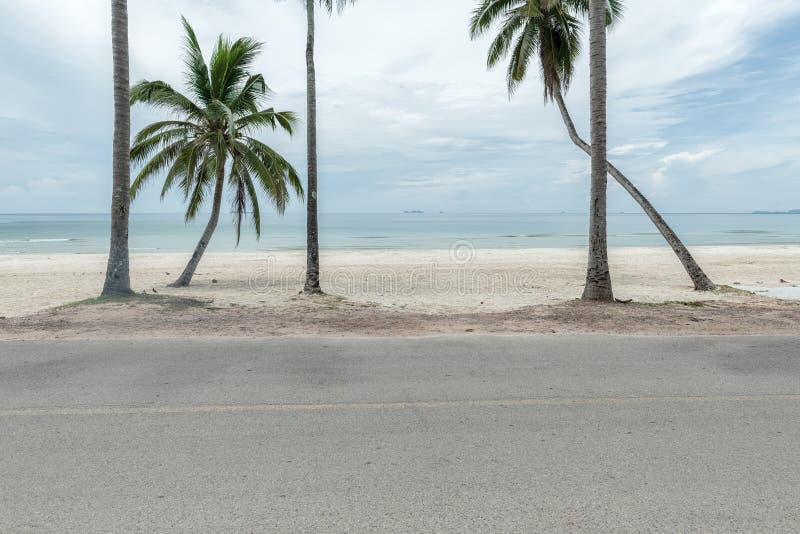 Side View of Asphalt Road with Beach on Sea Stock Image - Image of ...