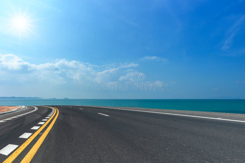 Side View of Asphalt Road on Sea Stock Photo - Image of tropical, blue ...