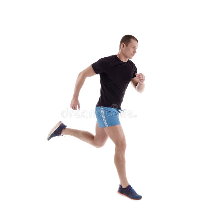 Side View of Athlete Running in Studio Stock Photo - Image of posing ...