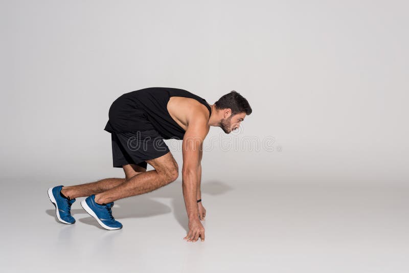 Side View of Athletic Young Runner in Start Position Stock Image ...