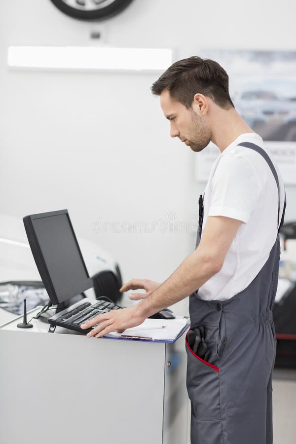View of Automobile Repair Shop Stock Photo - Image of control, monitor ...