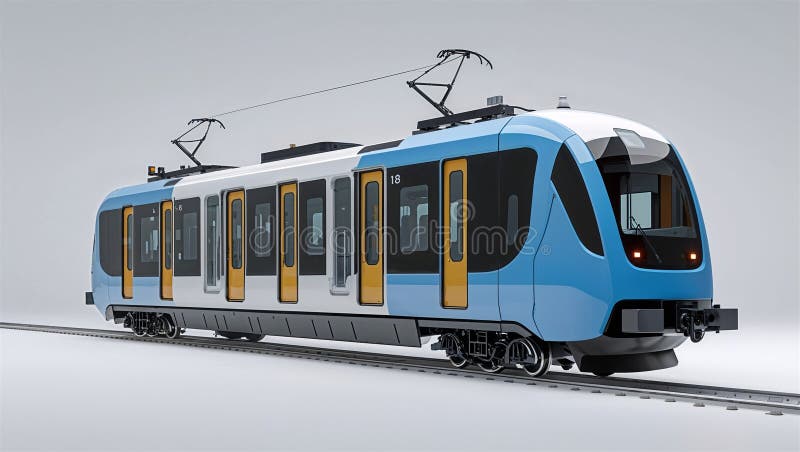 Side View of an Autonomous Rail Vehicle with Cabin Sensors and Flat ...