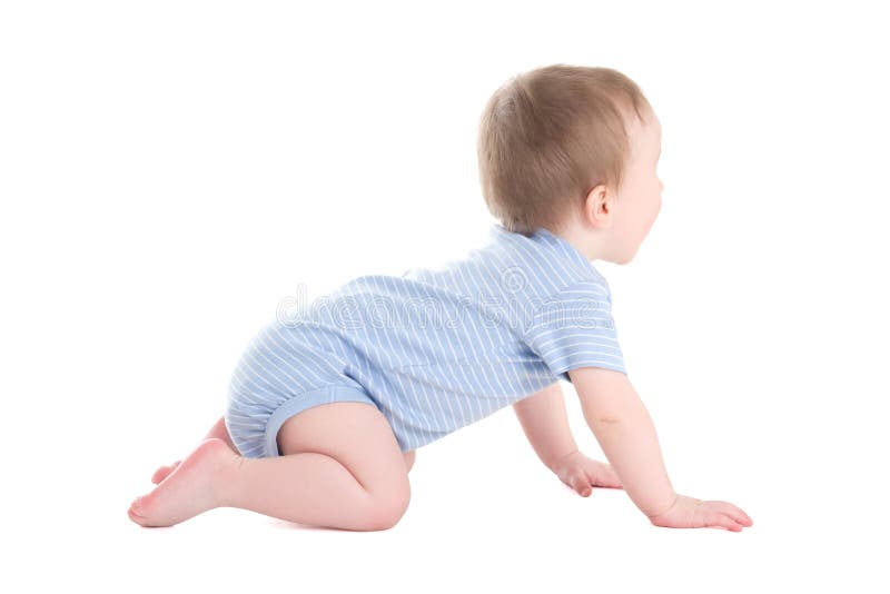 Side View Baby Boy Toddler Crawling Isolated on White Stock Photo ...