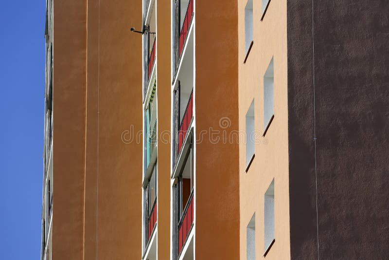 Side View of the Balconies and Windows Stock Photo - Image of flat ...