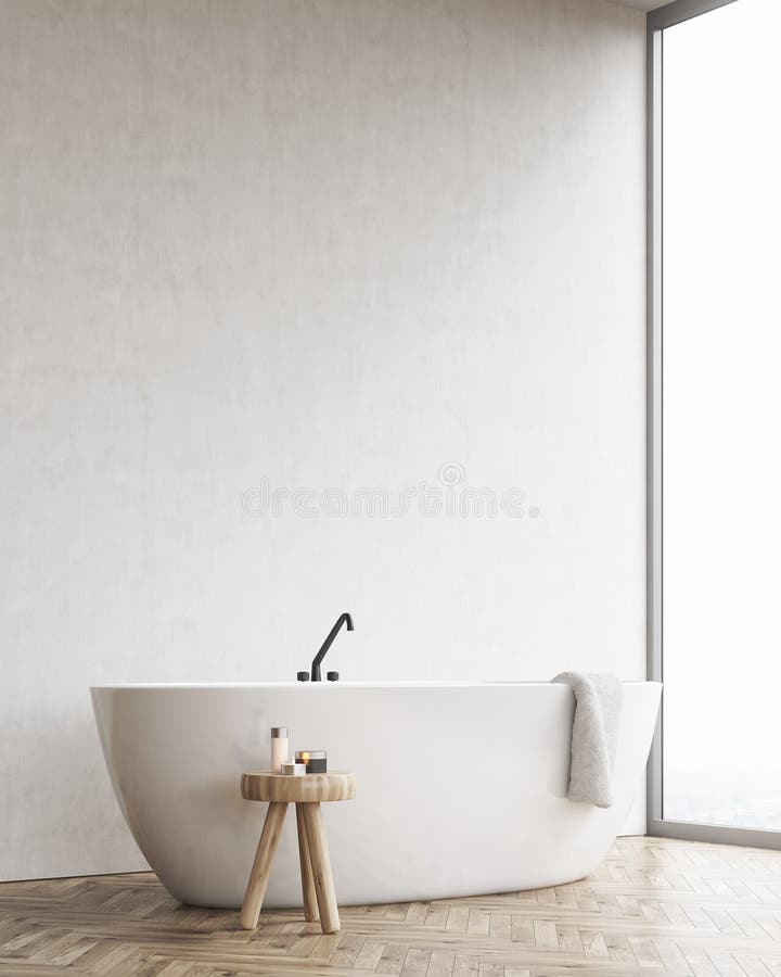 Side View of Bathtub with Chair and Black Wall Stock Illustration ...