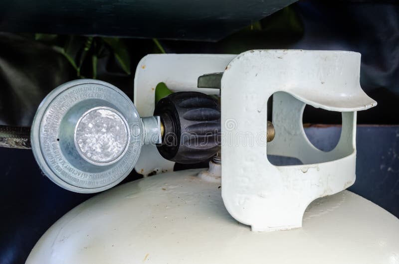 Side View of BBQ Propane Tank and Regulator Stock Image - Image of knob ...