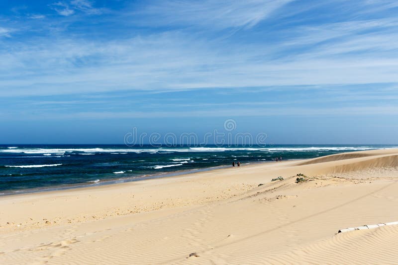 Side View of the Beach with People Walking Stock Image - Image of ...