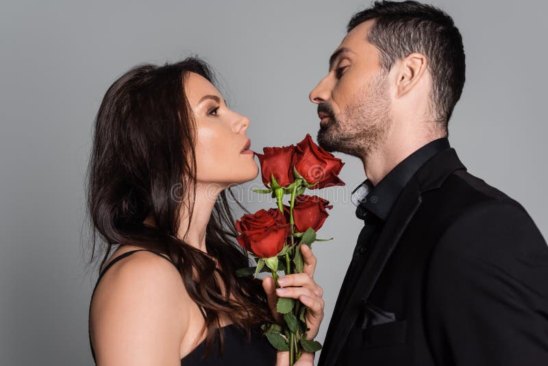 Side View of Bearded Man in Stock Photo - Image of desire, bouquet ... Side View of Bearded Man in Stock Photo - Image of desire, bouquet ...