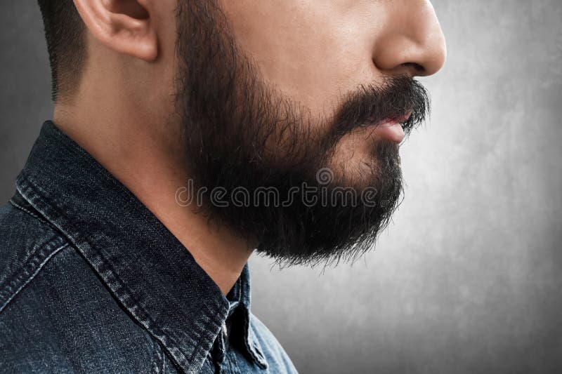 Side view of bearded man stock photo. Image of long - 153948354