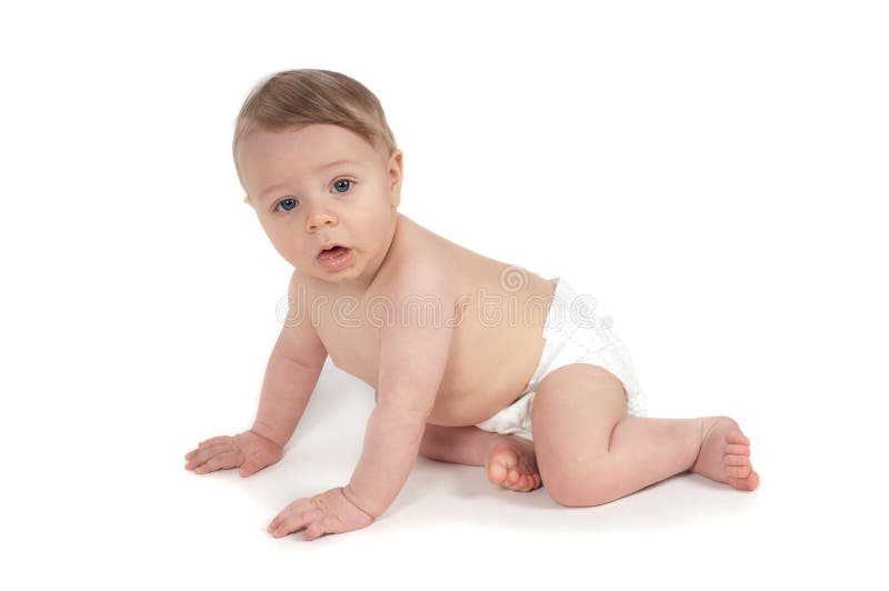 Side View of Beautiful Crawling Baby Stock Image - Image of pretty ...