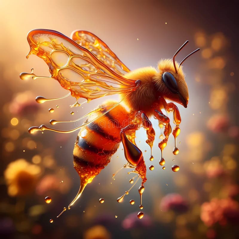 Side View of a Bee Partly Made of Honey Stock Illustration ...