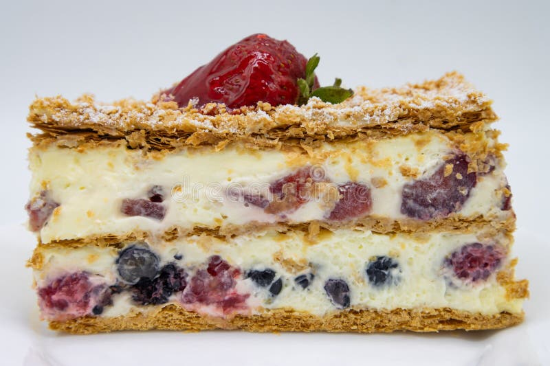 Side View of a Berry Filled Napoleon Pastry Stock Image - Image of ...